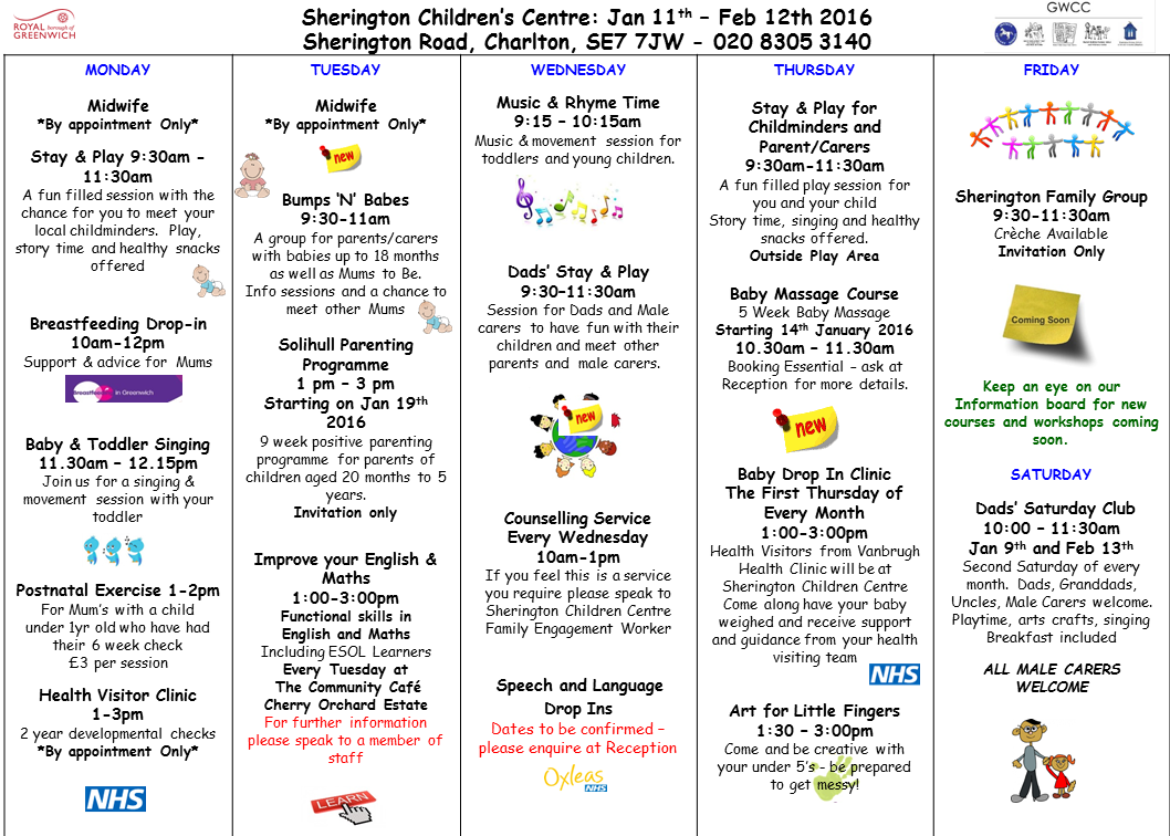 Centre Timetable -Jan - Feb 2016 - Sherington Primary School